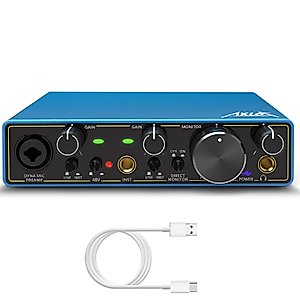 USB Audio Interface, AKLOT Xrl Audio Interfaces, for the Guitarist, Vocalist, Podcaster or Producer, 24-bit/192 kHz High-Fidelity, Studio Quality Recording, 2 In 2 Out Audio Interfaces for PC/Win/Mac