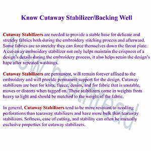 New brothread Cut Away Machine Embroidery Stabilizer Backing 10" x 50 Yd roll - Medium Weight 2.5 Ounce - Cut into Variable Sizes - for Machine Embroidery and Hand Sewing