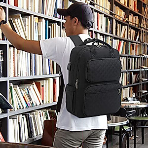 CAMTOP School Backpack College Laptop Backpacks with USB Charging Port 15.6 Inch Computer Bookbag for Women Girls(17 Inch, Black)