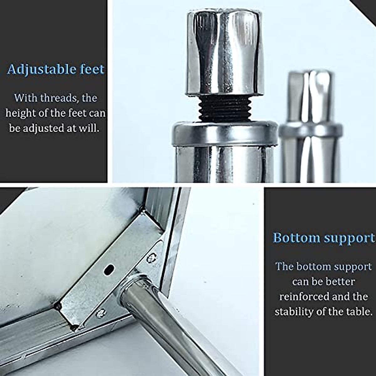 Commercial Kitchen Work Catering Table for Hotel, Kitchen Worktable Stainless Steel Table Heavy Duty Table Commercial Work Table with Undershelf and Adjustable Feet for Restaurant Rack (Size : 100x50