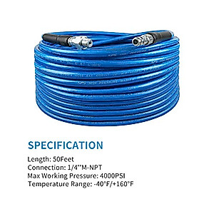 CHAVOR Pressure Washer Sewer Jetter Kit, 50 FT Hydro Drain Jetter Cleaner Hose, Button Nozzle and Rotating Sewer Jetting Nozzle, Orifice 4.0, 4.5, 1/4 inch NPT, 3000 PSI