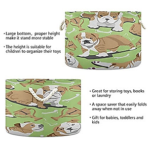 Kigai Cotton Rope Basket Cute Dogs Large Storage Basket for Toys Blanket Baby Laundry Basket for Nursery, Closet, Bedroom, Home Organization