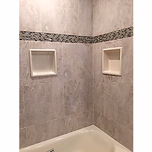 1 USA made Ceramic Recessed Shower Niche 1 compartment shampoo shelf. Easy Install, Easy Clean, Sanitary, Will not Rust or Black Mold, Holds most 3-32 oz shampoo bottles, Soap Holder1C