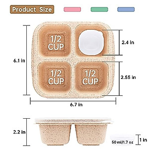 Luriseminger 4 Pack Bento Lunch Box，4 Compartment Snack Containers，Divided Bento Snack Box，Meal Prep Containers Kids/Toddle/Adults,Food Storage Containers for School, Work and Travel