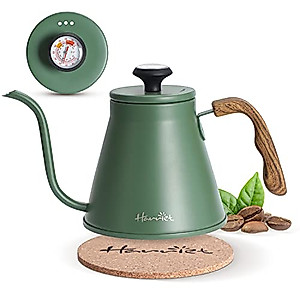 Gooseneck Kettle, Harriet 37oz Pour Over Kettle Stove Top, Coffee kettle with Thermometer, Stainless Steel Kettle with 3-Layer Base, Anti-Hot Handle, for Drip Coffee & Tea