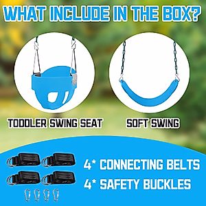 Toddler Swing for Outside and Tree Swing seat for Kids 2 Sets，Baby Swing Outdoor with 4 Hanging Straps and 4 Hooks |Kids Swing | Bucket Swings for Toddlers | Baby Swings for Infants(Blue)