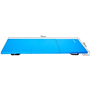 BalanceFrom 1.5" Thick Three Fold Folding Exercise Mat with Carrying Handles for MMA, Gymnastics and Home Gym, Blue