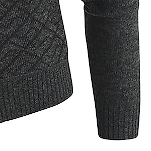 Men's Casual Thick Knitted Cardigan Sweaters Color Block Full Zip Knit Sweater Long Sleeve Fleece Winter Cardigans (Dark Grey,3X-Large)