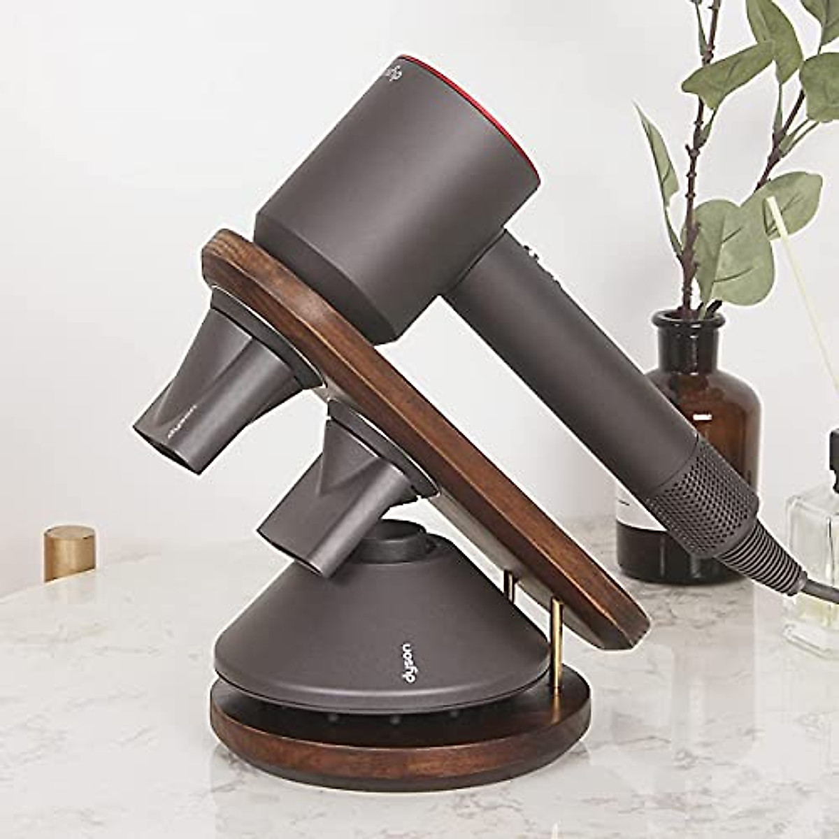 Livoccur Hair Dryer Stand Holder for Dyson Supersonic, Magnetic Hair Dryer Display Stand wood Bathroom Organizer for Dyson Supersonic Hair Dryer Tools, Compatible for All Dyson Supersonic Models