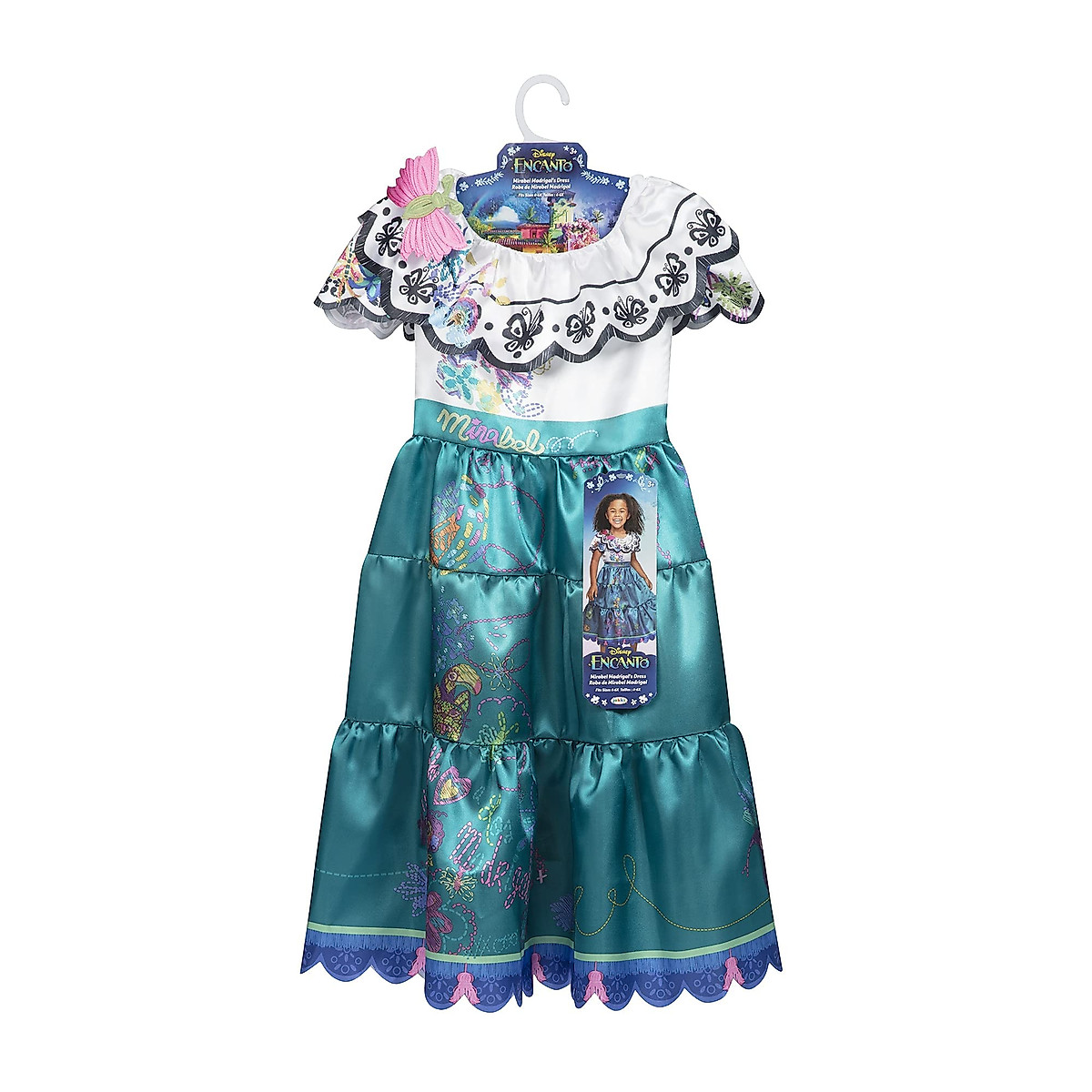 Disney Encanto Mirabel Dress, Costume for Girls Ages 3 and up, Outfit Fits Children Sizes 4-6X