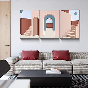 Dimpoli - Abstract Canvas Print Wall Art Set Mid-Century Modern Architecture Abstract Shapes Illustrations Minimalism Decorative Contemporary for Living Room, Bedroom, Office - 24"x32"x3 panel