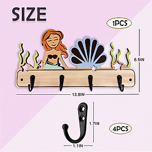 Midrean Wooden Cute Kids Nursery Towel Coat Rack Colorful Wall Hooks Mount Wood Hook