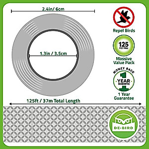 De-Bird: Scare Tape - Reflective Tape Outdoor to Keep Away Woodpecker, Pigeon, Grackles, and More. Stops Damage, Roosting, and Mess (350ft Roll)