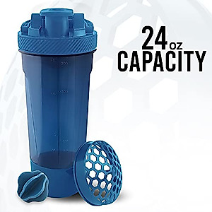 Utopia Home 2-Pack Shaker Bottle - 24 Ounce Protein Shaker Bottle for Pre & Post workout drinks - Classic Protein Mixer Shaker Bottle with Twist and Lock Protein Box Storage (All Navy & Clear/Navy)