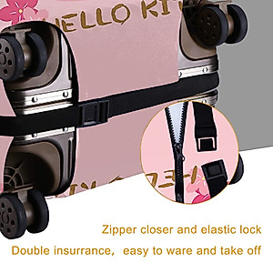 ISUNIET Washable Elastic Cartoon Pink Cat Luggage Cover Travel Suitcase Protective Cover Trunk Case Fits 18''-32'' Suitcase Protector Baggage With Concealed Zipper Gifts for Women Girls 5 Medium