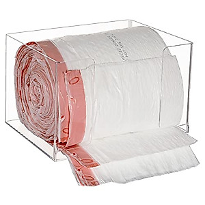 Aphbrada Extra Large Trash Bag Dispenser Roll Holder, Wall Mount Acrylic Garbage Bag Dispenser Roll Holder for Kitchen Cabinet, Trash Waste Bin Liners Organizer Under Sink, Clear