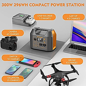 EnginStar Power Station 300w Bundle w/Carrying Bag 296Wh Portable Solar Generator Bundle w/Shockproof Storage Box for Renewable Energy Solar Power Generator, Emergency Backup Power, Outdoor Camping,
