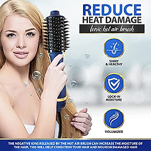 Magnifeko Round Hair Dryer Brush - Hot Air Blow Dryer Brush for Women for Hair Drying, Styling and Volumizing -(Blue)