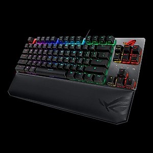 ASUS ROG Strix Scope TKL Deluxe 80% RGB Gaming Mechanical Keyboard, Cherry MX Red Switches, ABS Keycaps, Detachable Cable, Wider Ctrl Key, Stealth Key, Wrist Rest, Macro Support-Black
