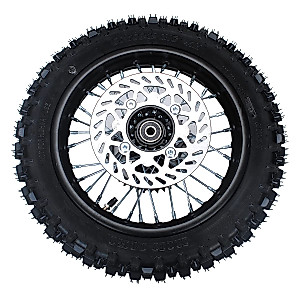 Rim tube tire 80/100-12 3.00-12 12-15MM axle 12"Complete rear wheel For small Dirt Pit Bike Trail Wheel Rim Tire Fits 125-160cc Pit Dirt Bike TTR SSR BBR Includes Brake Rotor and Sprocket