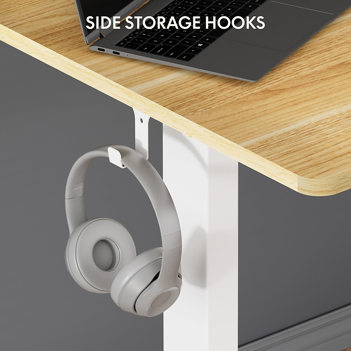 FLEXISPOT EN1 One-Piece Standing Desk 40 x 24 Inches Height Adjustable Desk Electric Sit Stand Up Desk Home Office Desks Computer Workstation (White Frame + Maple Desktop)