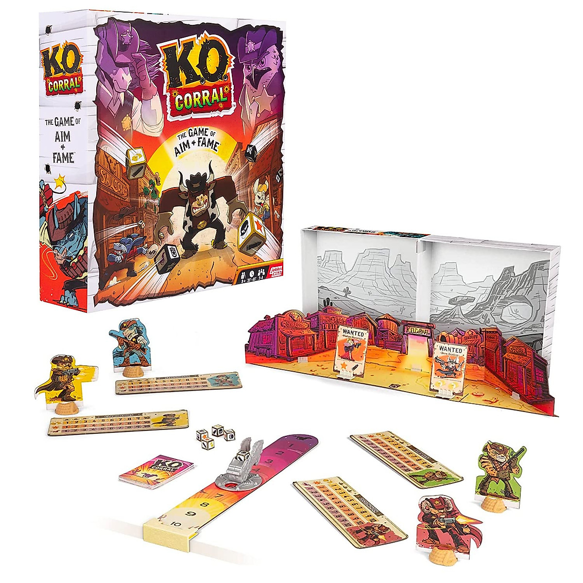 K.O. Corral Board Game | Jakks Wild Games | Strategy Board-Game | Family Dice and Card Game for Adults and Kids | 2 to 4 Players | Average playtime 35-45 minutes | Ages 8+
