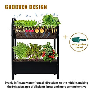 aboxoo Double Planter Raised Beds with Legs,Outdoor Metal Tall Planter Box Elevated Garden Bed for Vegetables Flower Herb Patio Backyard(22.6" L x 8.9" W x 31.5" H)