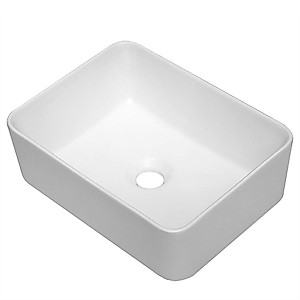 Vessel Sink Rectangular - Sarlai 16" x 12" Modern Rectangle Bathroom Sink Above Counter White Porcelain Ceramic Bathroom Vessel Vanity Sink Art Basin