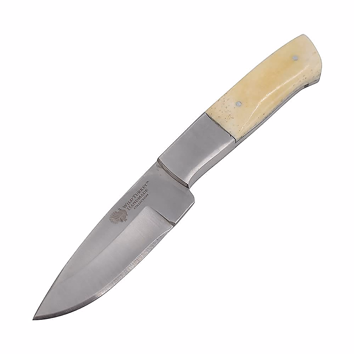 Wild Turkey Handmade Collection Full Tang Fixed Blade Real Bone Handle Skinner Knife wLeather Sheath.. (2035), Wood,Stainless Steel,Blue