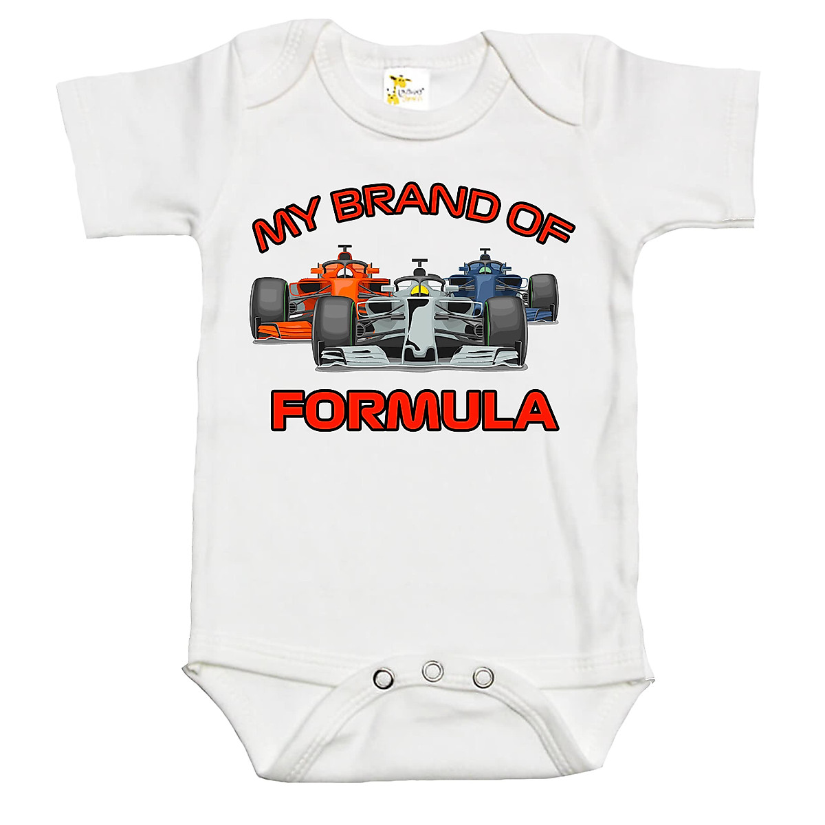 Rapunzie My Brand of Formula Baby Bodysuit Cute Formula 1 Baby Clothes for Infants (0-3 Months, White)