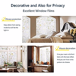 LEMON CLOUD Window Film, Decorative Window Privacy Film, 3D Stained Glass Window Sticker,Anti-UV Sun Blocker Heat Control for Home(Rainbow Tulip Design,17.5 x 78.7 inches )