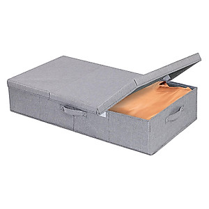 YheenLf Under Bed Storage Containers Bin with Lids Handle, Foldable Sturdy Storage Bags with Handles for Organizing Clothes, Shoes, Blankets, Pillows, Grey, 1 Pack, 23.6" L x 11.8" W x 5.9" H