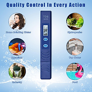 DEMITUMON TDS Meter Digital Water Test,Electronic Water Test with 0-9999 PPM Measurement Range for Household Drinking Aquariums,Pools,Hydroponic,Hand Held,Quick Read,Blue