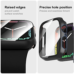 JERXUN 6 Pack Case with Tempered Glass Screen Protector for Apple Watch Series 9/8/7 41mm, Ultra-Thin Scratch Resistant Full Protective Hard PC Bumper Cover for iWatch 41mm Accessories