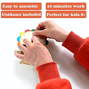 Pica Toys Wooden DIY Desk Clock for Kids - 5 inches Silent Non Ticking Battery Operated - School Project, Bedroom Decor, Creative Art Kit for Boys and Girls Age 8 9 10 11 12 13 14