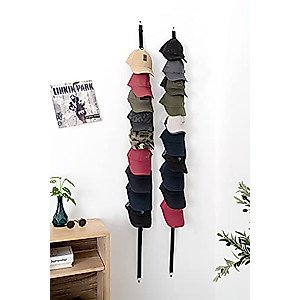 Mkono Hat Organizer for Door and Wall Baseball Cap Display Rack 2 Straps Hold Up to 20 Hats Door Hat Rack Simple Baseball Caps Organizer for Cowboys Men Boys and Women, Set of 2