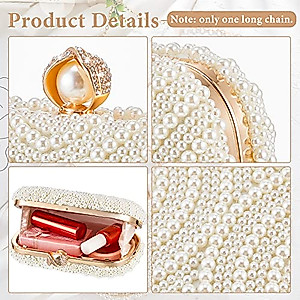 Women Evening Bags Pearl Clutch Bag Artificial Pearls Beaded Bride Purse Bridal Pearl Clutch with Chain Vintage Clutch Purses for Wedding Party