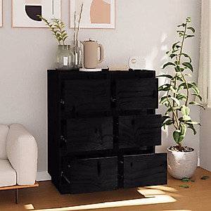 UTSRABFA Entryway Cabinets Kitchen Storage Cabinets Storage Cabinets Sideboards 2 pcs Black 12.6"x13.4"x29.5" Solid Wood Pine Suitable for Foyer, Entrance, Corridor, Bedroom
