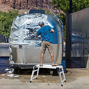 ORIENTOOLS Adjustable Work Platform Step Ladder,Portable Folding Aluminum Step Ladder,Scaffolding Platform of Capacity 330 LBS Heavy Duty,Adjustable Height 25 to 35 inches