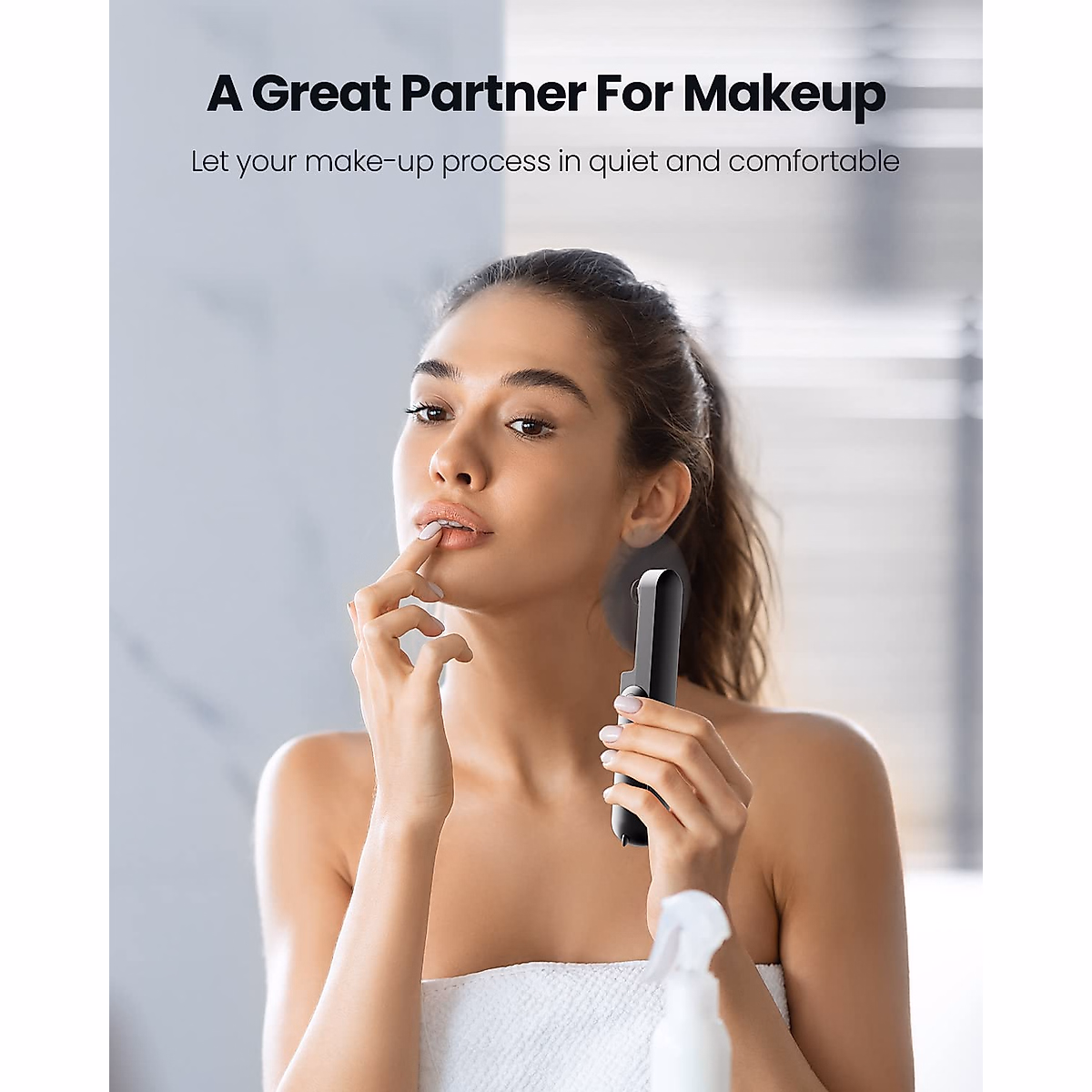 Gaiatop Portable Handheld Fan, Mini Rechargeable Folding Fans with Power Bank USB Battery Operated, Small Pocket Design for Eyelash Girls Women Travel Outdoor Black