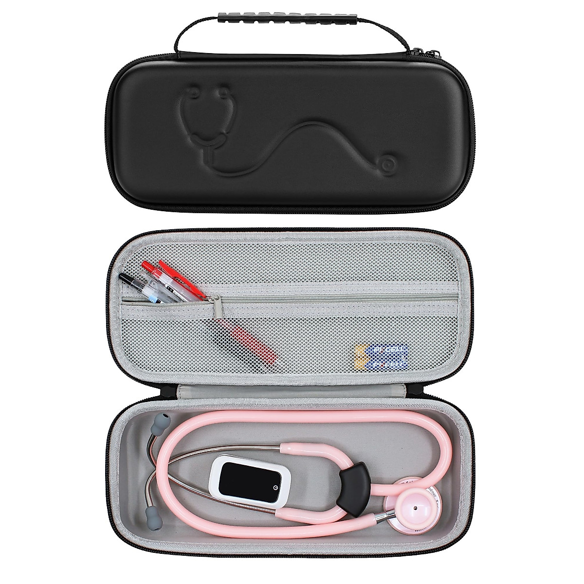 STUKCAZE Hard Stethoscope Case for 3M Littmann Classic III, Lightweight II S.E, MDF Acoustica Stethoscope, Stethoscopes Carrying Case with Mesh Bag for Nurse Accessories Gauze Penlights Cotton Swabs