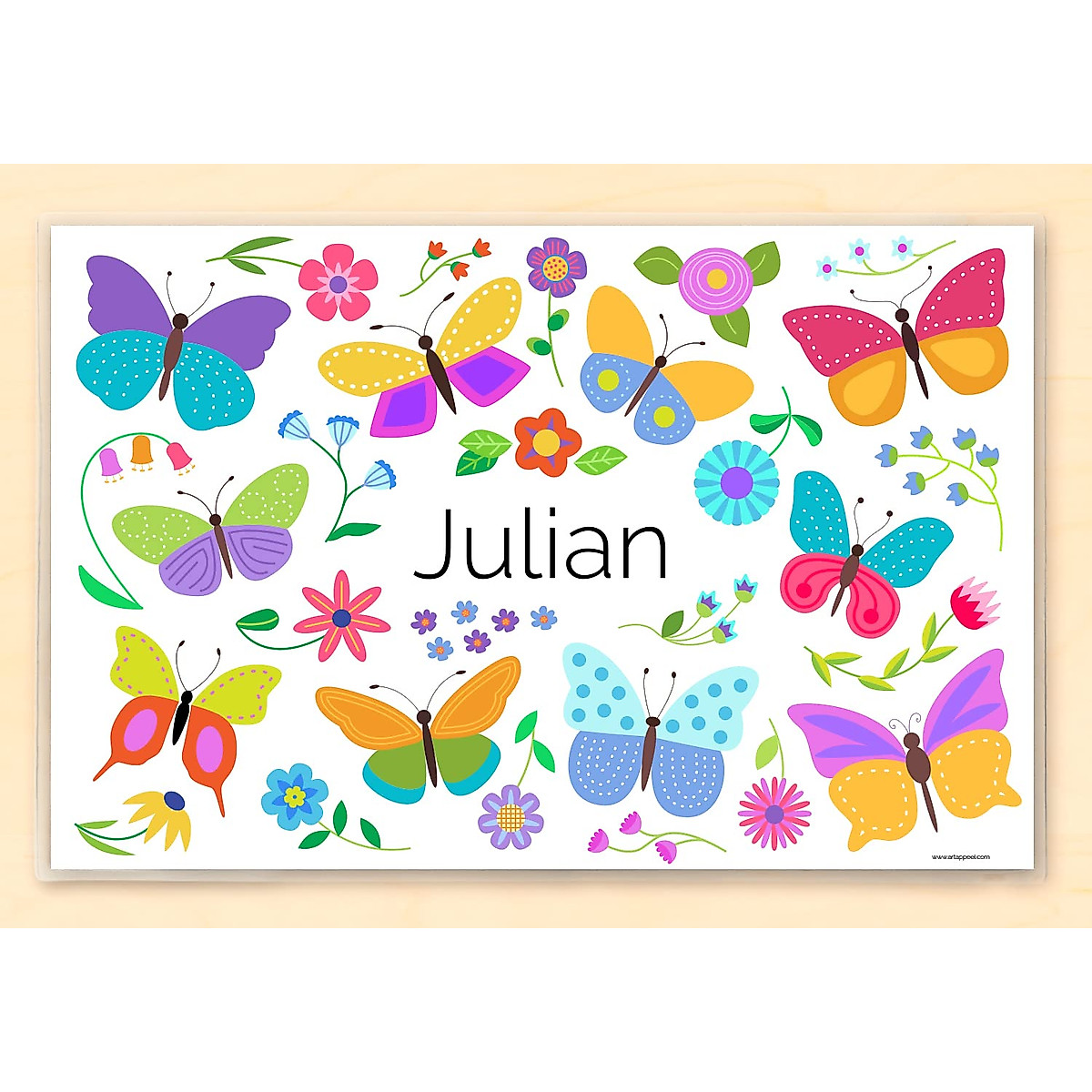 Butterflies Personalized Placemat for Kids, 18 Inches x 12 Inches, Laminated, by Art Appeel
