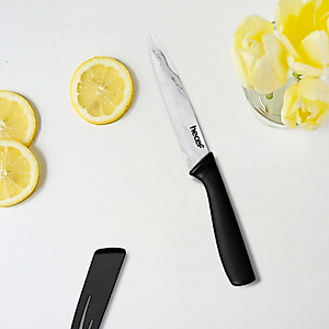 hecef Kitchen Knife Set with Marble Pattern, Non-stick Ceramic Coated Stainless Steel Blades with Protective Sheaths, Professional Chef Knife Set for Kitchen, Restaurant, Camping and Home