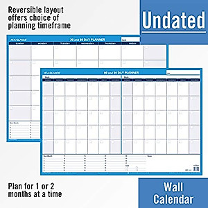 AT-A-GLANCE Wall Planner / Calendar, Undated, Erasable, 30/60-Day, 36 x 24, White/Blue (PM233-28)