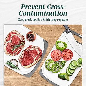 HOMWE Cutting Boards for Kitchen - Chopping Board 3-Pack w/Different Sizes and Non Slip Handles - Reversible, Large Cutting Board Set - Unique Gifts for Cooks Who Have Everything - Black