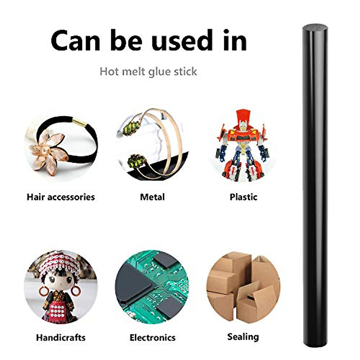 Black Hot Glue Sticks, ENPOINT 72 Pack 0.27" x 4" Hot Melt Glue Sticks Strips Melting Adhesive Purpose Glue Sticks Mini Set for Handmade Car DIY Art Craft Home Office Project Craftwork Fix & Repairs