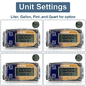 AMURS Turbine Flow Meter LCD Digital Display Flowmeter Gas Oil Fuel Flowmeters 1inch Fuel Flowmeter with NPT Counter for Measuring Diesel Kerosene Gasoline Flows
