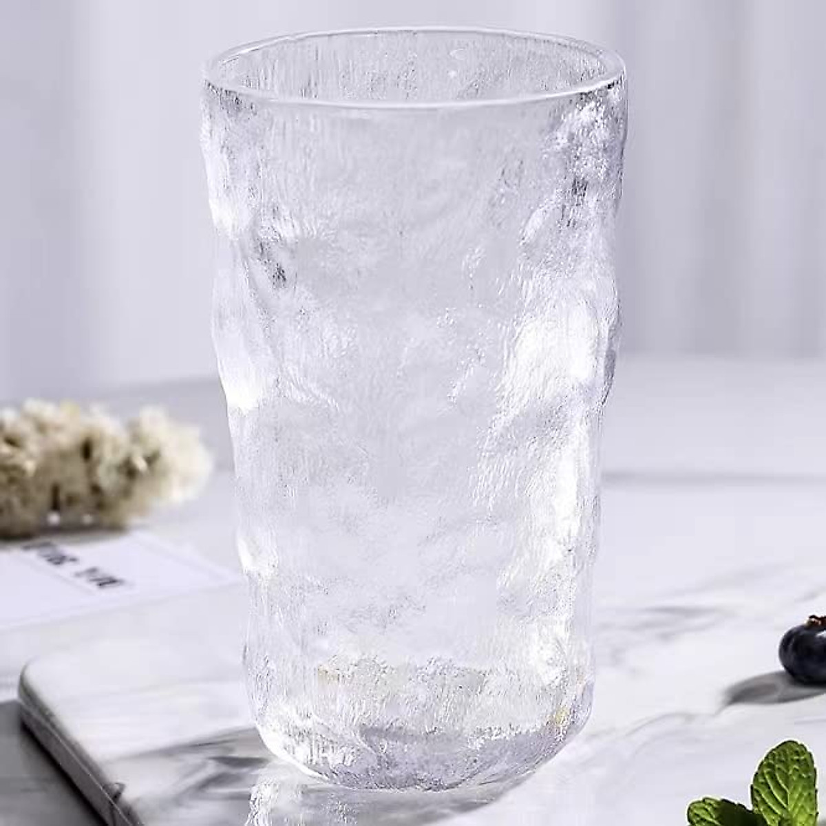 glass cupGlassware Water Cup Kitchen Cup Glassware Glacier Patternwater glass water glass(Glacier White)