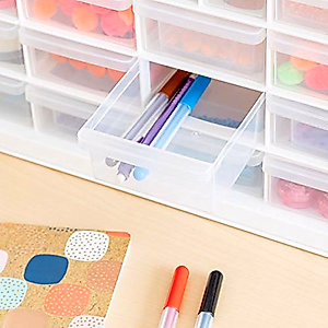 IRIS USA 24 Drawer Stackable Storage Cabinet for Hardware Crafts and Toys, 19.5-Inch W x 7-Inch D x 15.5-Inch H, White - Small Brick Organizer Utility Chest, Scrapbook Art Hobby Multiple Compartment