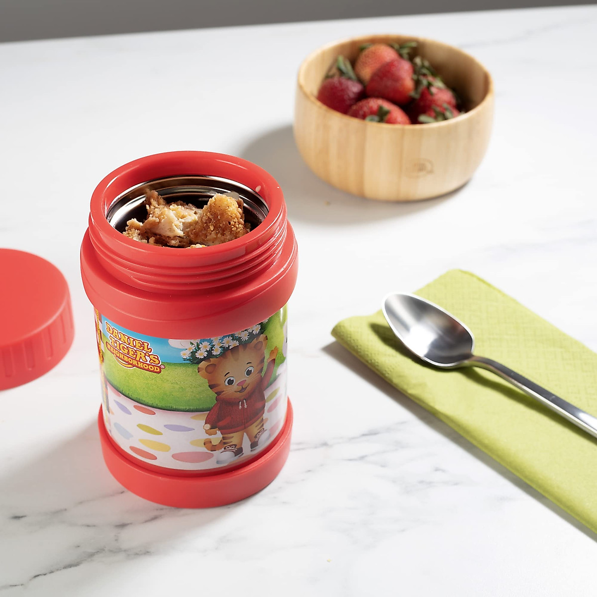 Daniel Tiger Stainless Steel 13oz Insulated Lunch Jar for Kids, Large Leak-Proof Storage Container Keeps Food, Soups, Liquids Hot or Cold for Hours-Back To School Thermos Fits Inside Lunchboxes & Bags